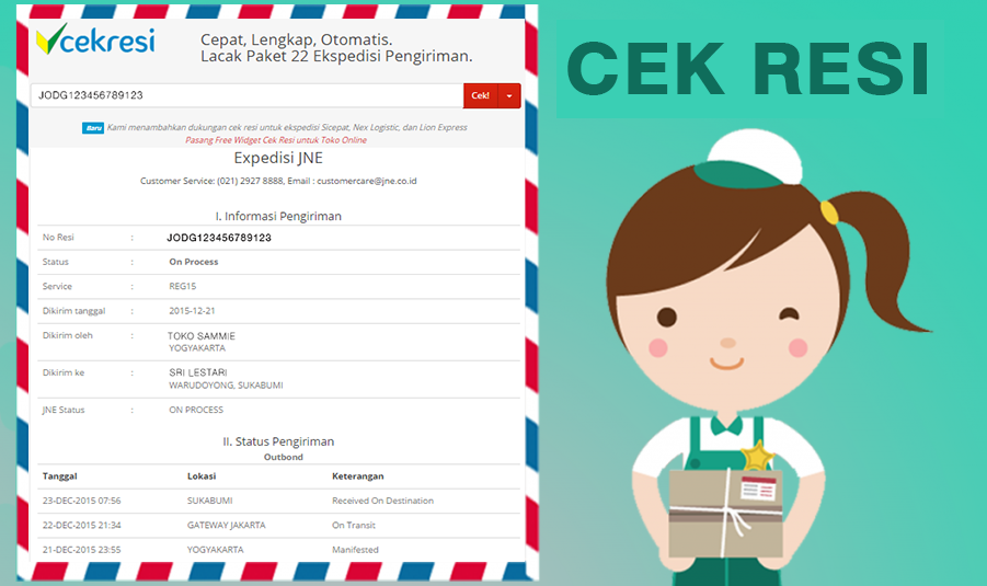 Menginformasikan Nomor Resi dan Tracking Resi