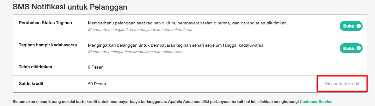 Mengaktifkan SMS Notifikasi